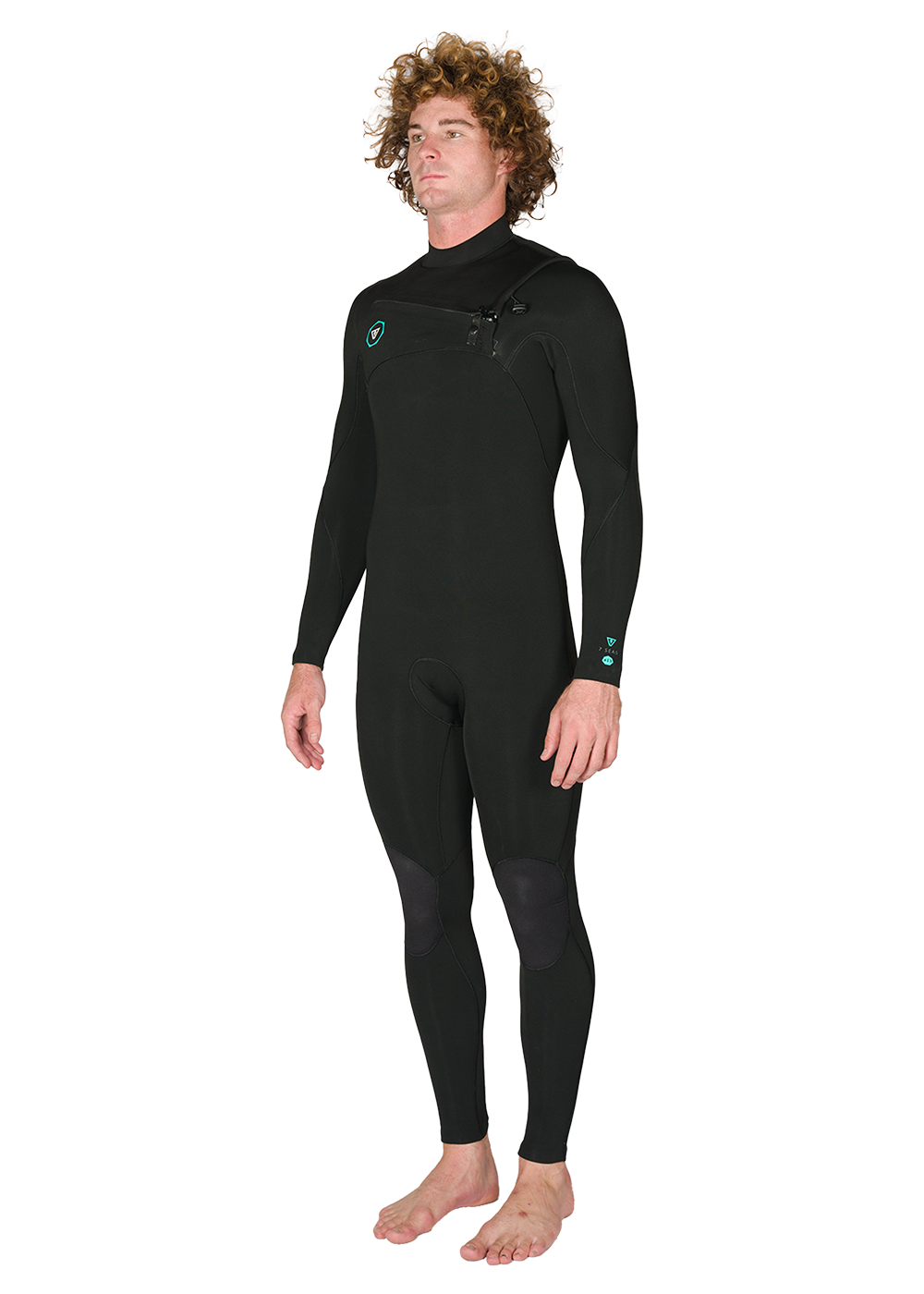 7 Seas 3-2 Full Chest Zip Wetsuit - Black with Jade Logos | Almond ...