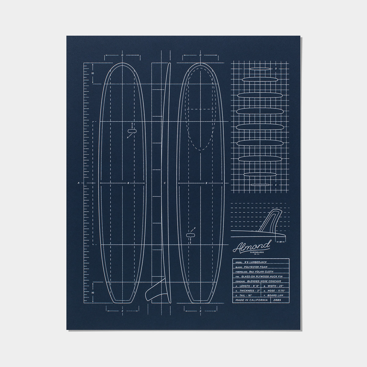Lumberjack Plans | 16" x 20" Print | Almond Surfboards & Designs